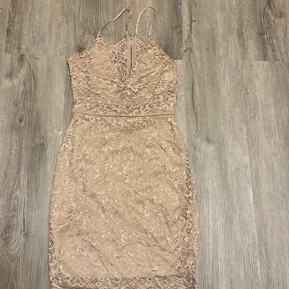 Dresses | Tan Laced Dress Sz Medium | Poshmark